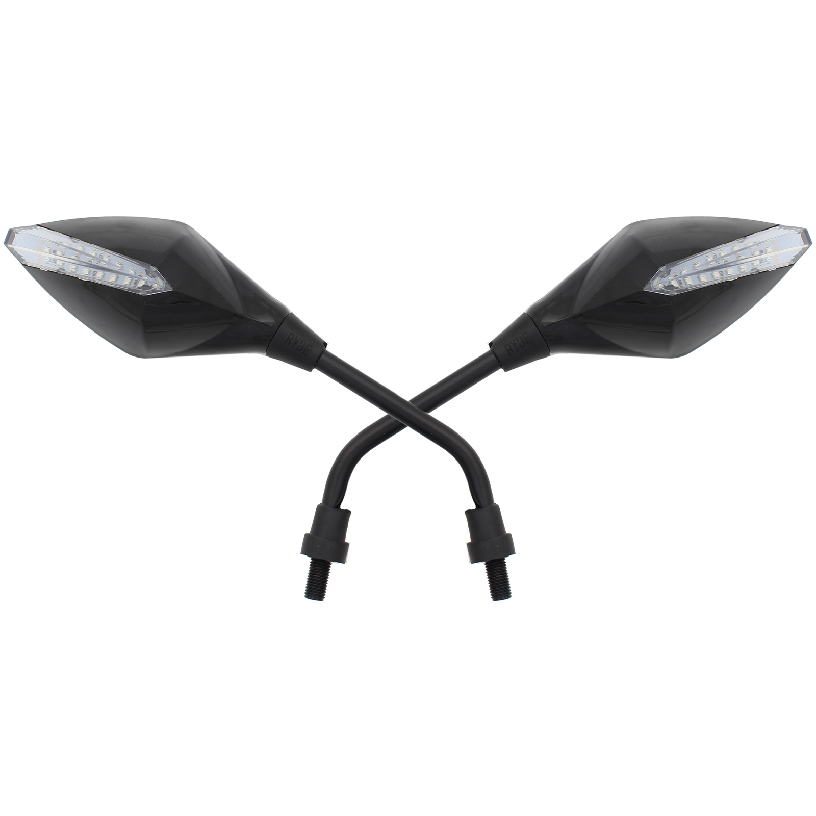 Ryde Black 10mm Motorcycle Mirrors And Led Indicators Universal Bike