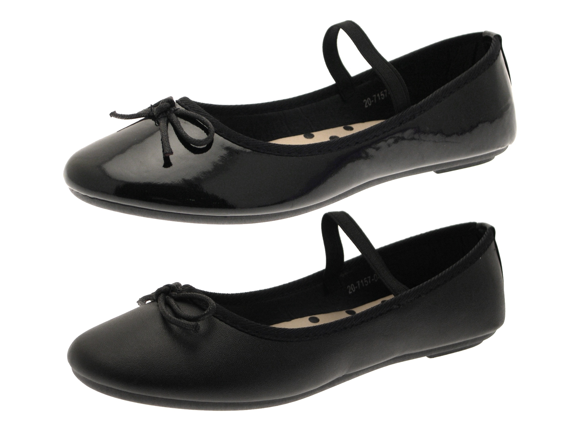 Womens Girls Flat Black Ballet Pumps Slip On Ballerinas Dolly Work ...