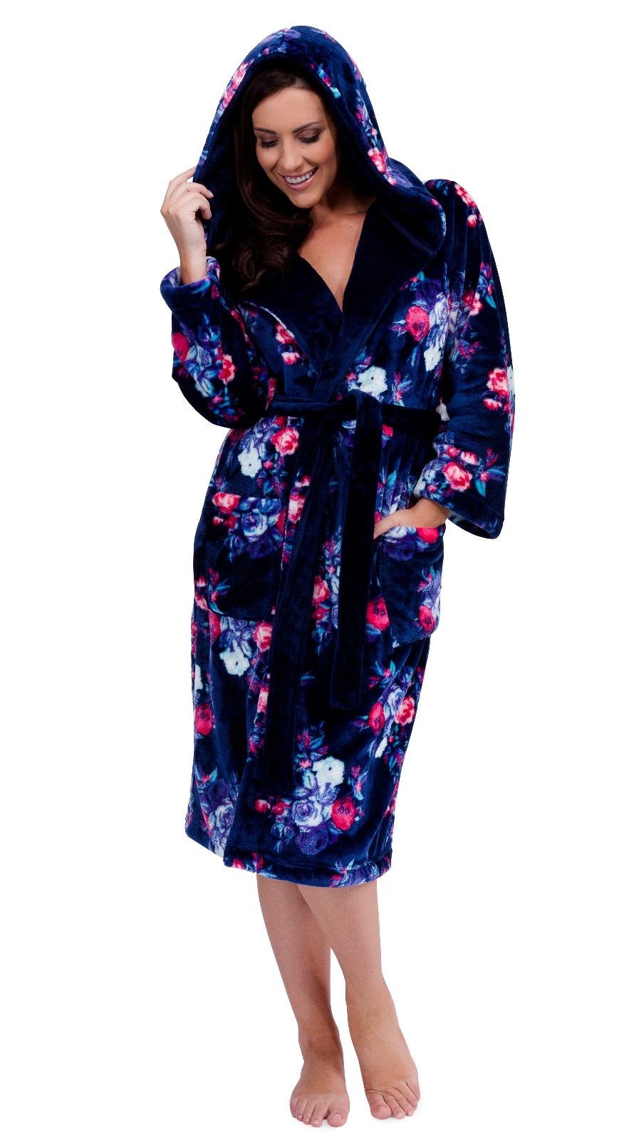 Womens Luxury Soft Fleece Long Robes Dressing Gown Housecoat Ladies UK ...
