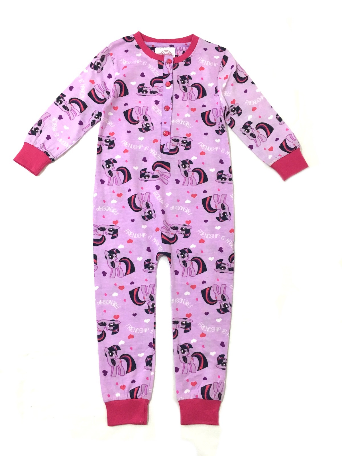 Kids Girls My Little Pony Onesie Pink Pyjamas 100% Cotton Pjs Size 3 ...