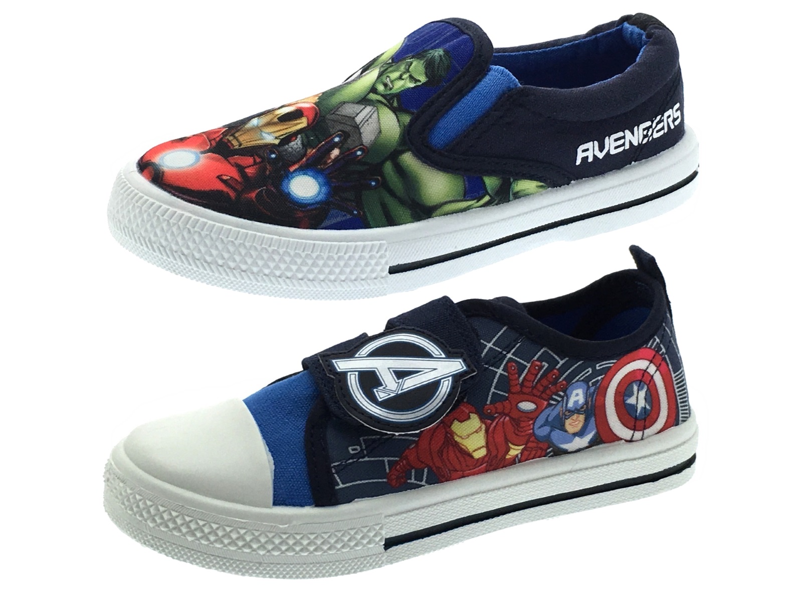 Boys Marvel Avengers Canvas Shoes Flat Pumps With Hulk Iron Man Thor ...