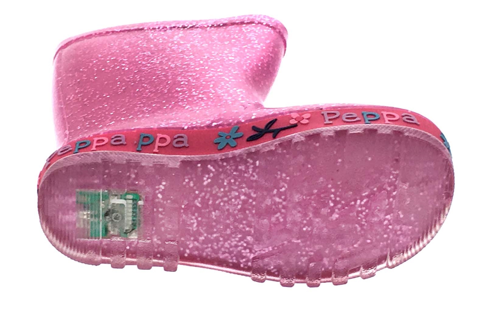 Peppa Pig Light Up Wellington Boots Flashing Lights Glitter Rain ...