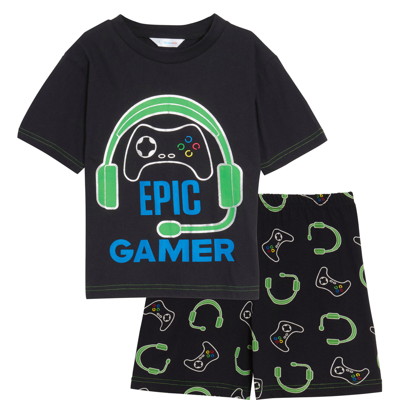 Boys Epic Gamer Short Pyjamas Kids Gaming Shortie Pjs Set Cotton T ...