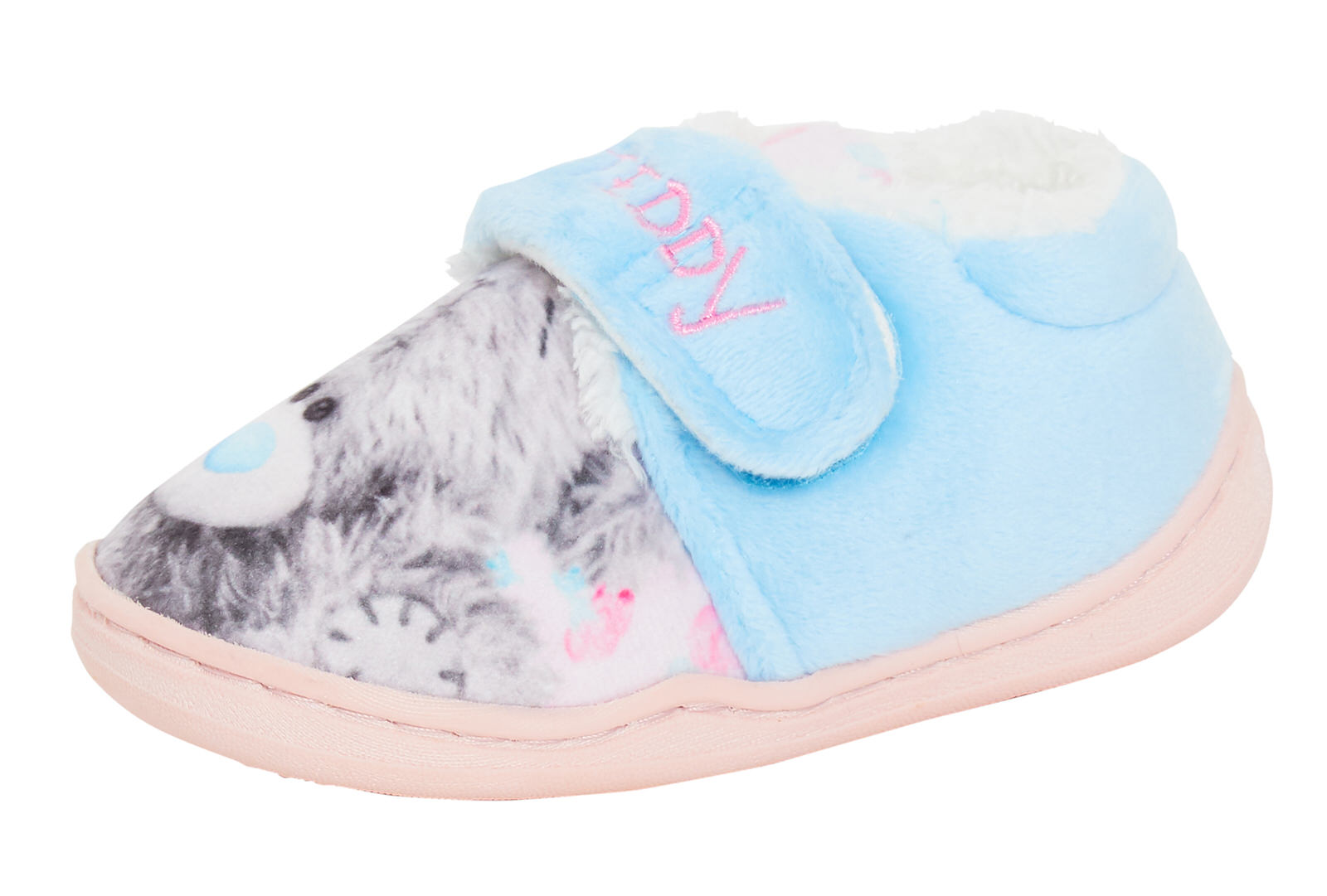 Girls Tatty Teddy Slippers Easy Fasten Kids Me To You Fleece Lined ...