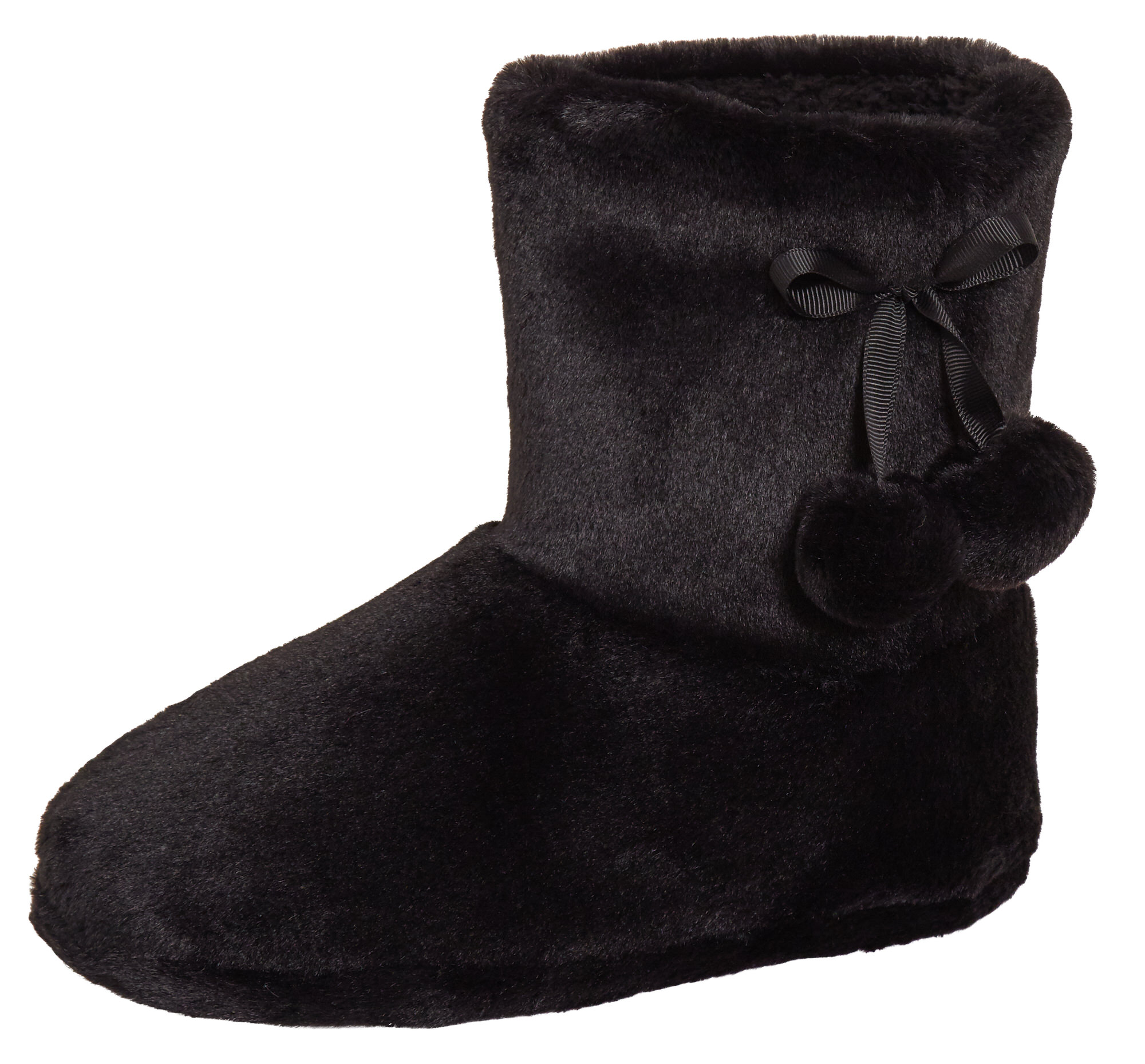 Womens Faux Fur Slipper Boots Ladies Memory Foam Plush Grey Bootie ...