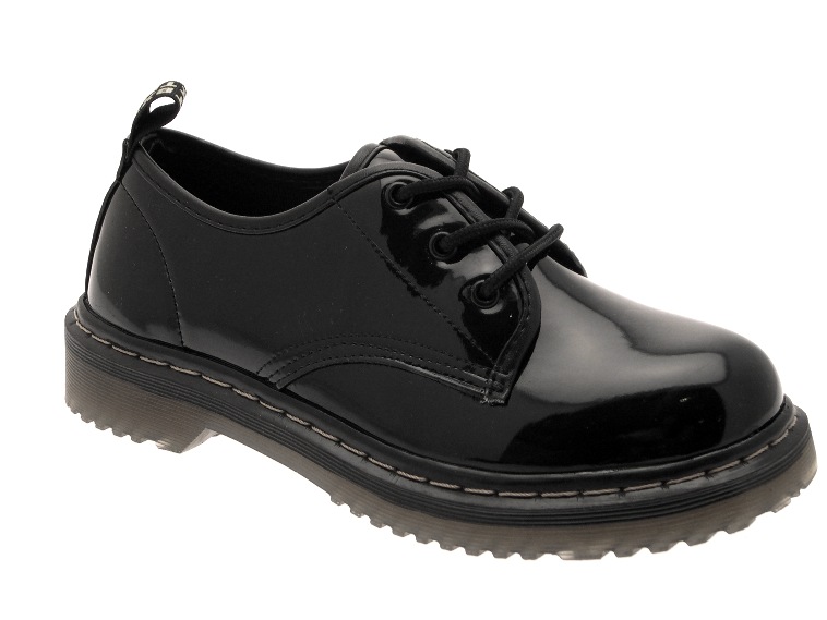 WOMENS KIDS GIRLS BOYS SCHOOL LACE UP FLAT FAUX LEATHER DOC SHOES SIZE ...