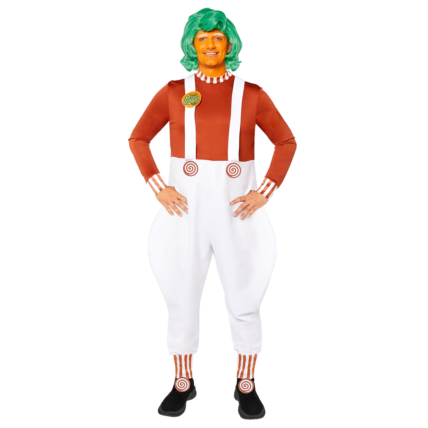 Adults Oompa Loompa Fancy Dress Costume Mens Umpa Lumpa Wonka Factory ...