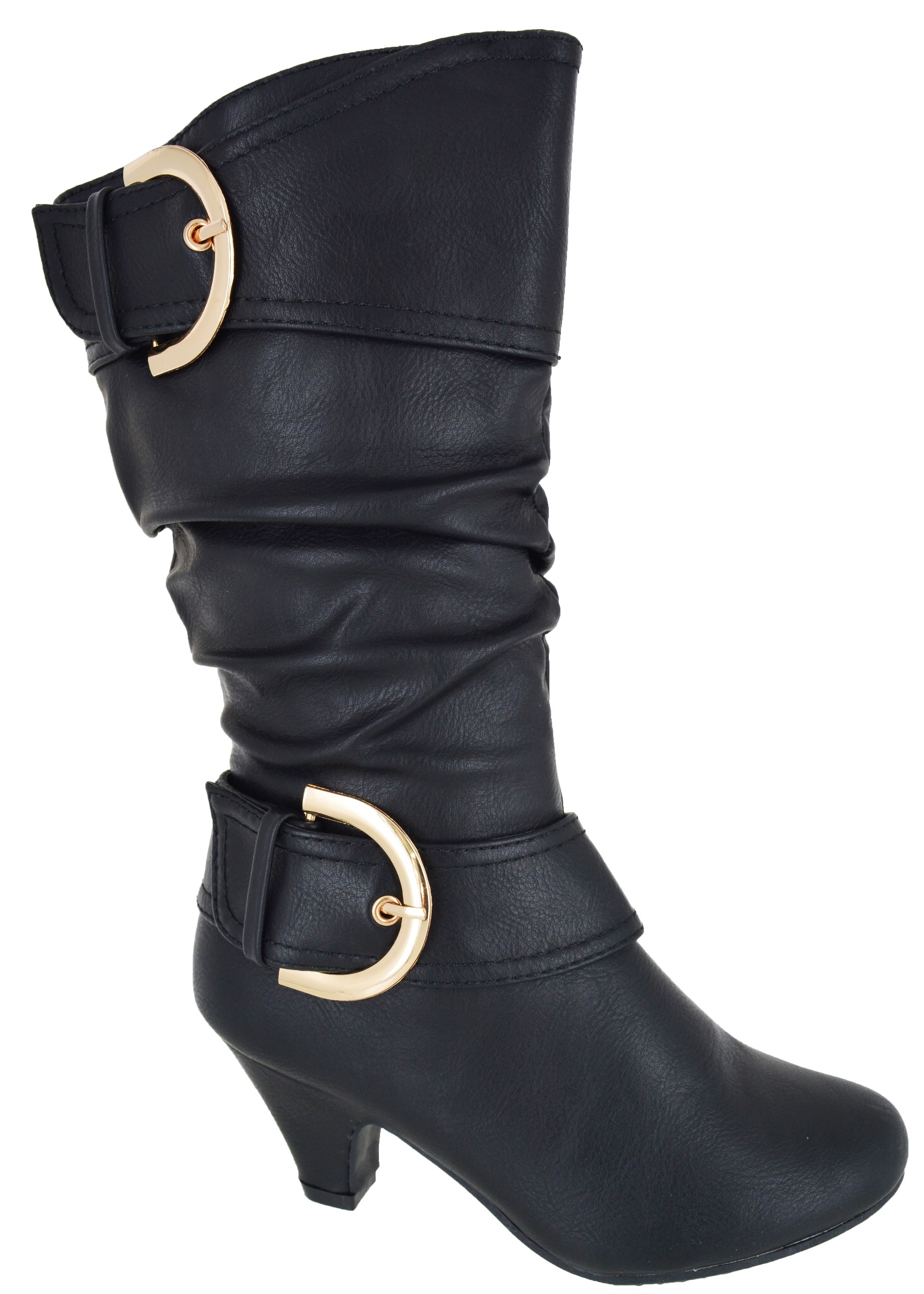 KIDS GIRLS CHILDREN ZIP UP WINTER MID CALF HIGH MID LOW HEEL SCHOOL ...