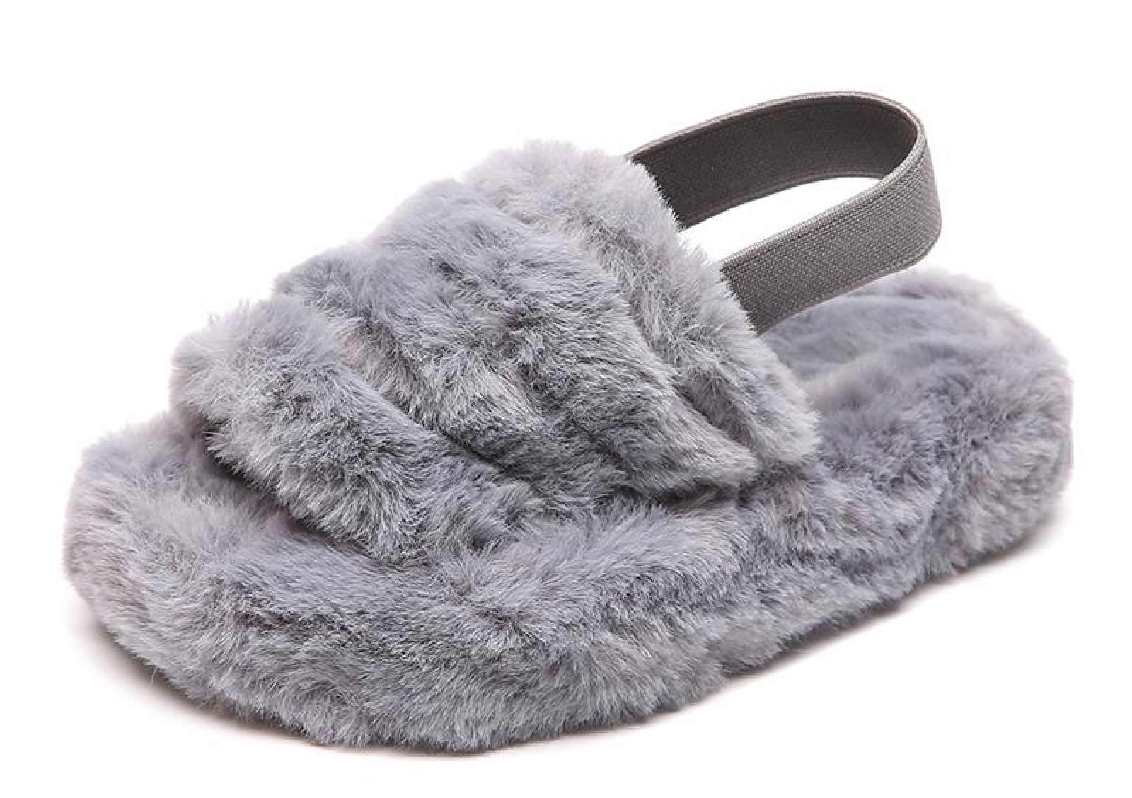 KIDS GIRLS CHILDRENS INFANTS FLUFFY SLIDERS FAUX FUR COMFY WINTER ...