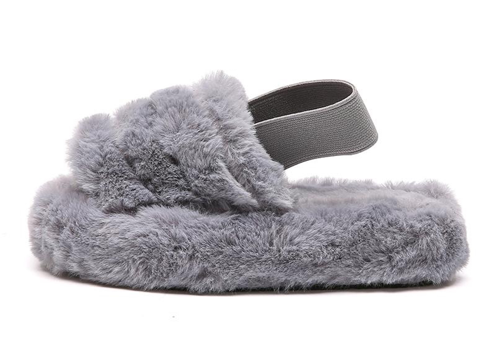 KIDS GIRLS CHILDRENS INFANTS FLUFFY SLIDERS FAUX FUR COMFY WINTER ...