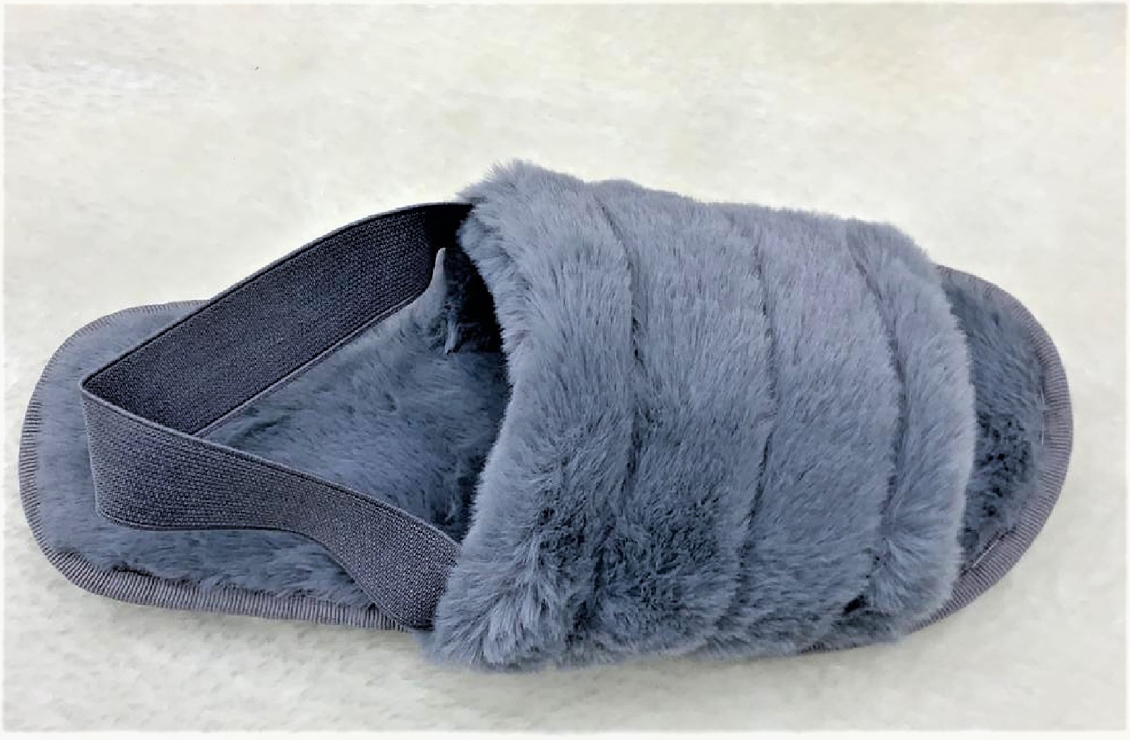 LADIES WOMENS FAUX FUR FLUFFY SLIDERS SLIP ON FLAT WARM SLIPPERS ...