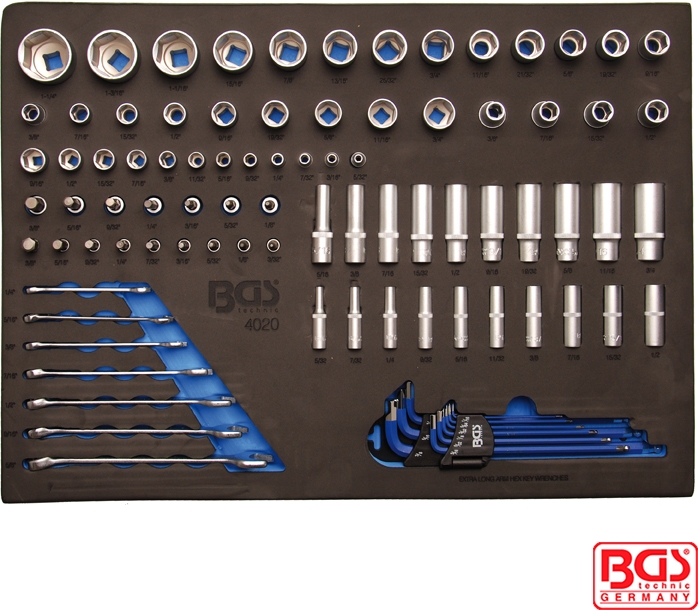 BGS Tools 90Pc Socket Set inc Spanners Bits Keys in Foam Tray Imperial ...