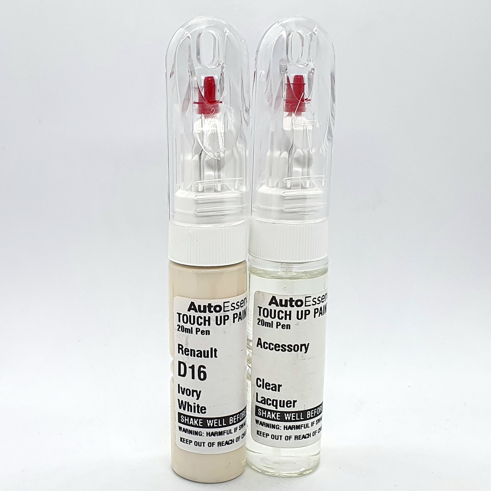 PAINT TOUCH UP PEN FOR RENAULT D16 IVORY WHITE 20ML REPAIR SCRATCH ...