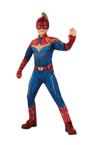 Deluxe Captain Marvel Girls Fancy Dress Hero Kree Suit Kids Superhero ...