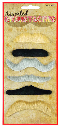 Assorted Moustache Set Adults Fancy Dress Fake Tash Novelty Costume ...
