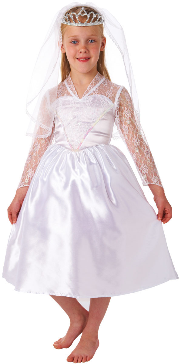 Beautiful Bride Girls Fancy Dress Kids Costume Fairytale Wedding Outfit ...