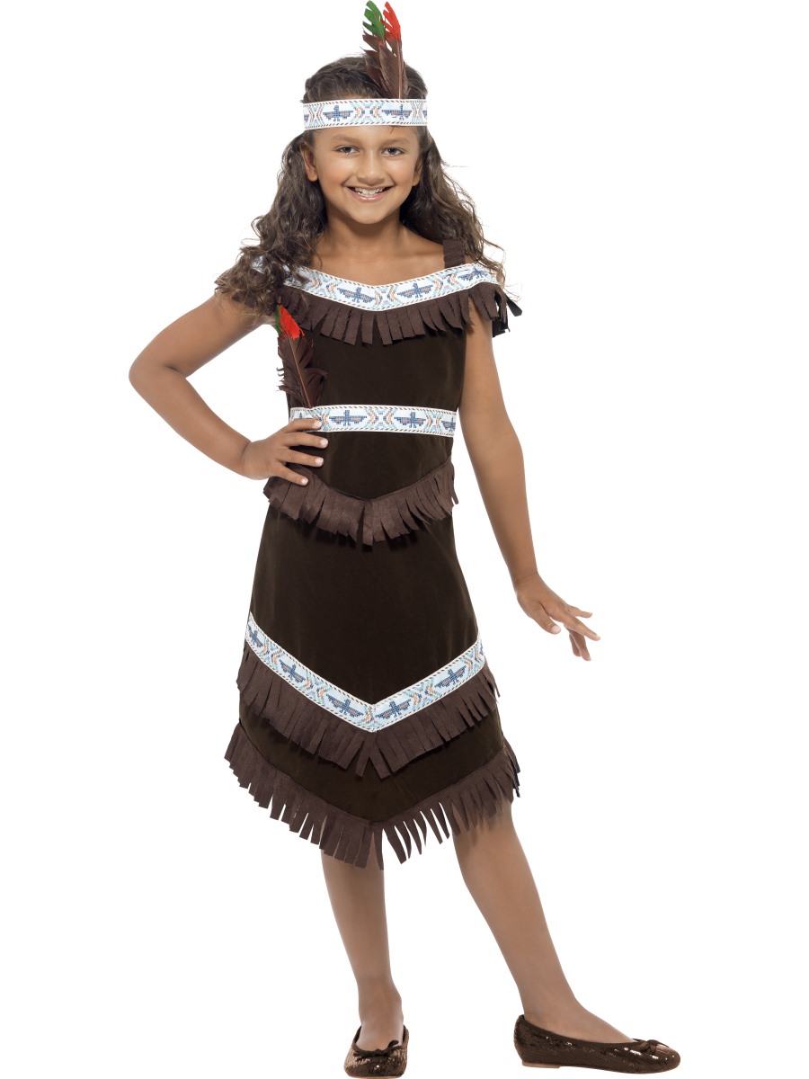 Red Indian Girls Fancy Dress Wild West Western Native American Kids ...