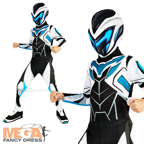 Max Steel Jumpsuit + Mask Boys Fancy Dress Comic Book Superhero Costume ...