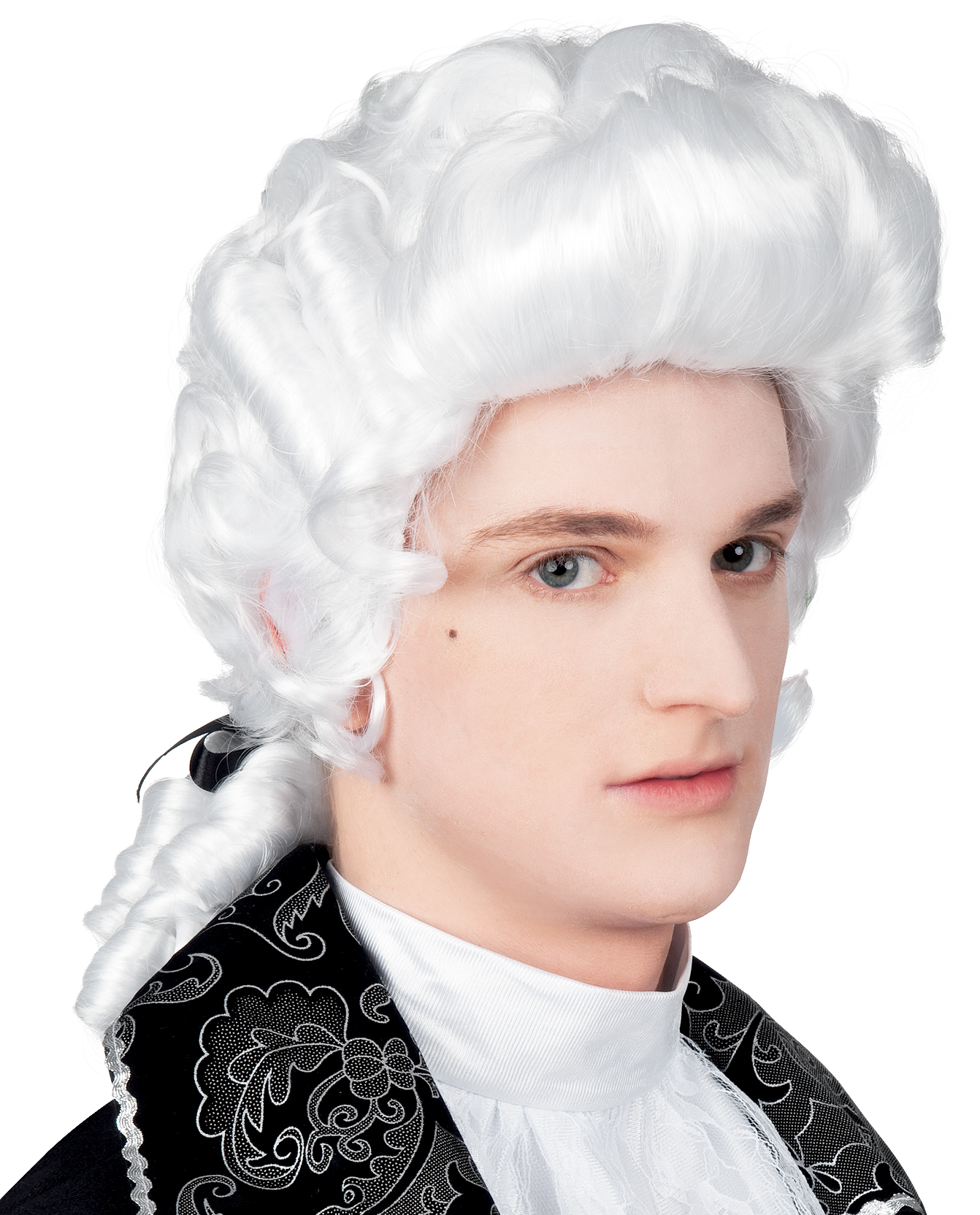 White Baroque Wig Mens Fancy Dress Medieval Renaissance Ball Adults ...