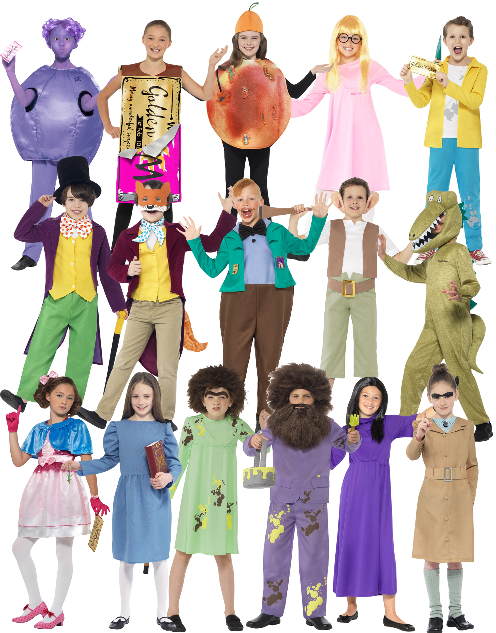 Roald Dahl World Book Day Kids Fancy Dress Character Week Boys Girls
