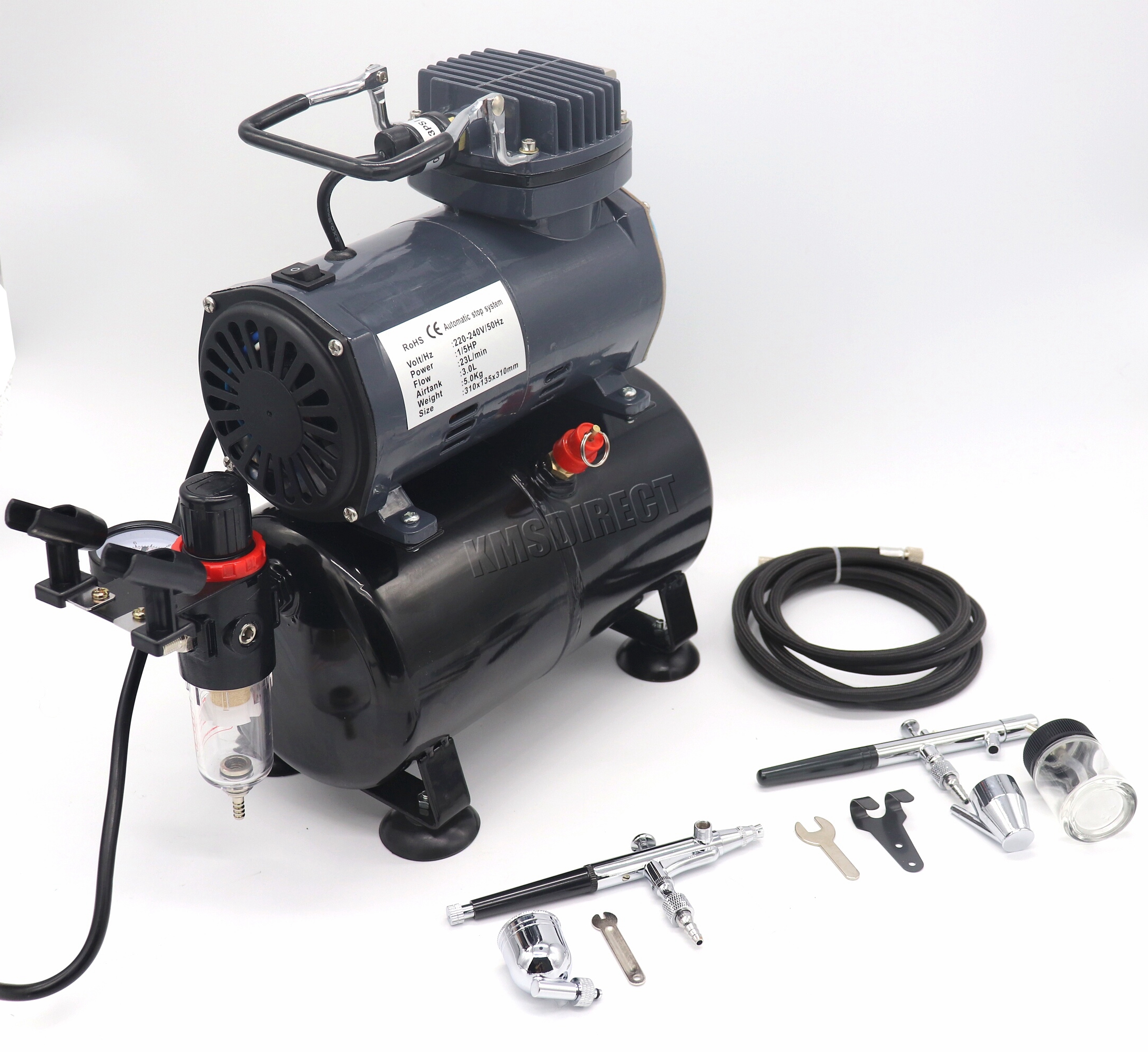 SwitZer Airbrush Kit Set Compressor Tank Air Brushes Hose Nail Art ...