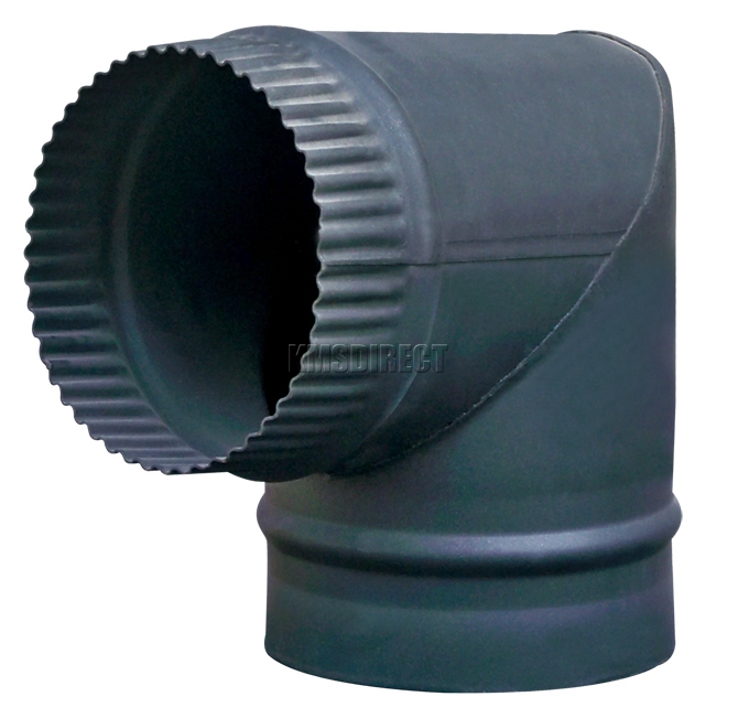 5" 6" Matt Black Steel Chimney Flue Pipe For Wood Log Burning Multifuel ...