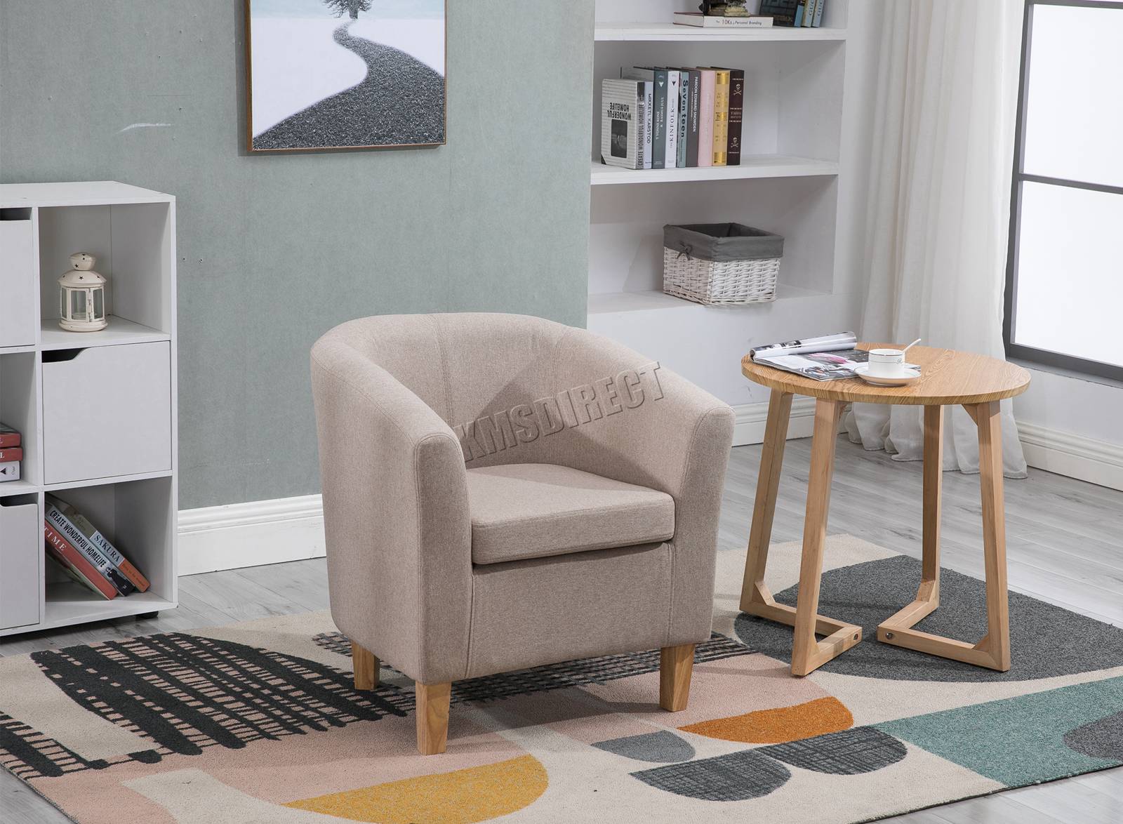 WestWood Linen Fabric Tub Chair Armchair Dining Living Room Lounge ...