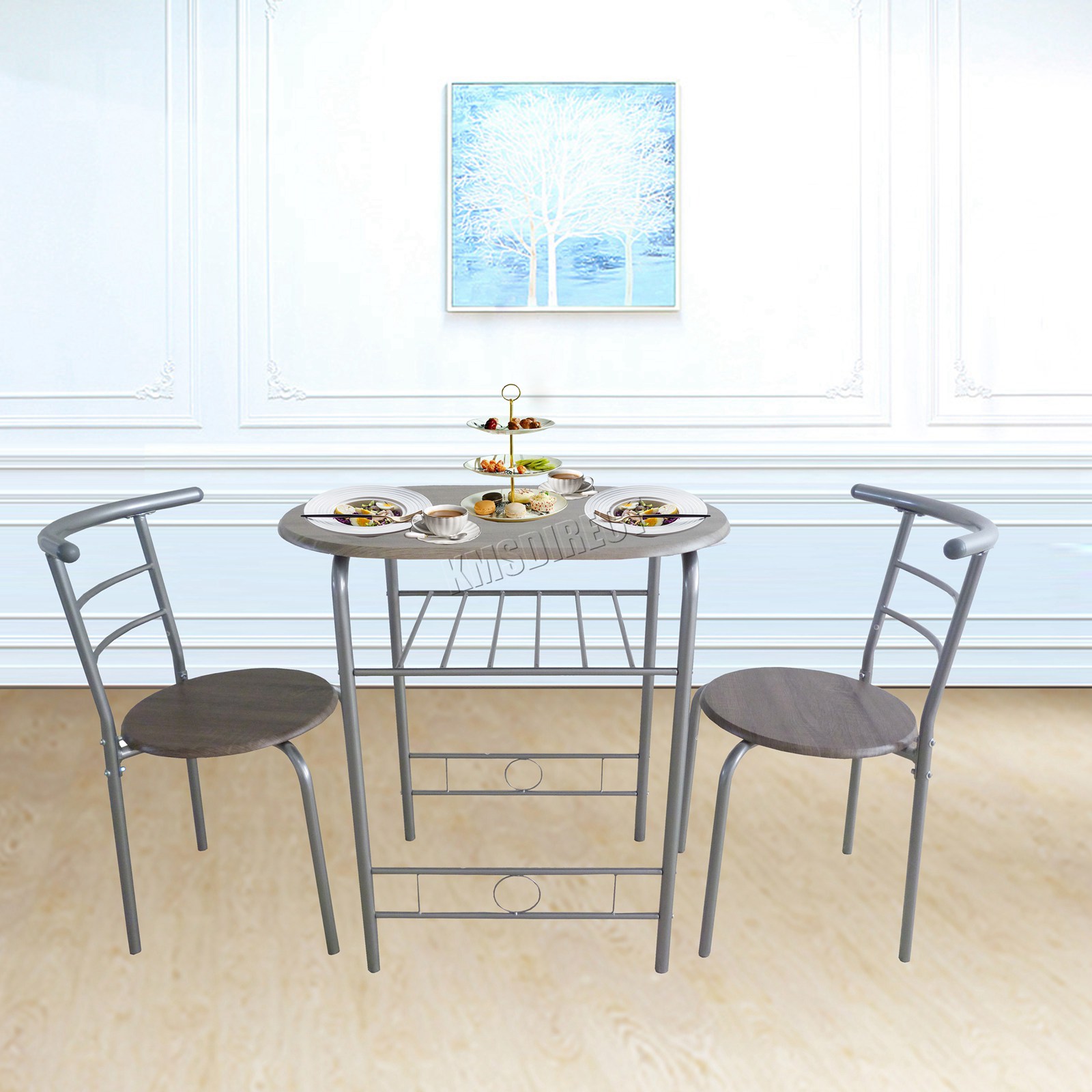 WestWood Compact Dining Table Breakfast Bar 2 Chair Set Metal MDF ...