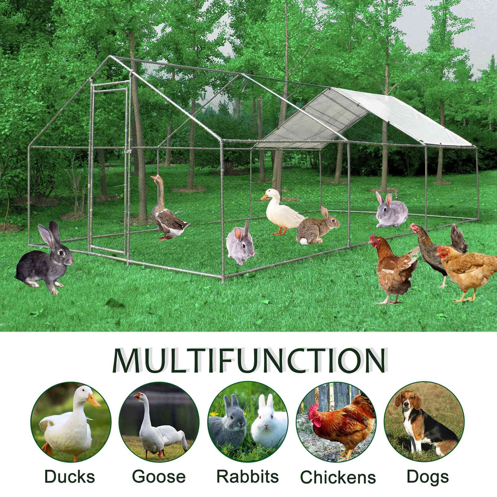 FoxHunter Chicken Run Cage Walk In Coop Poultry Hen Rabbit Kennel Hutch ...