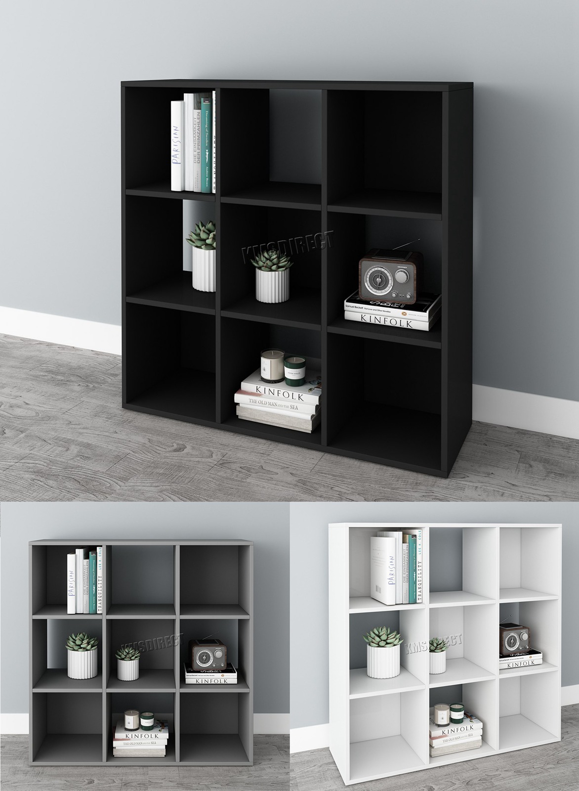 WestWood Bookshelf 3 Tier 9 Cube Bookcase Storage Display PB Shelving ...