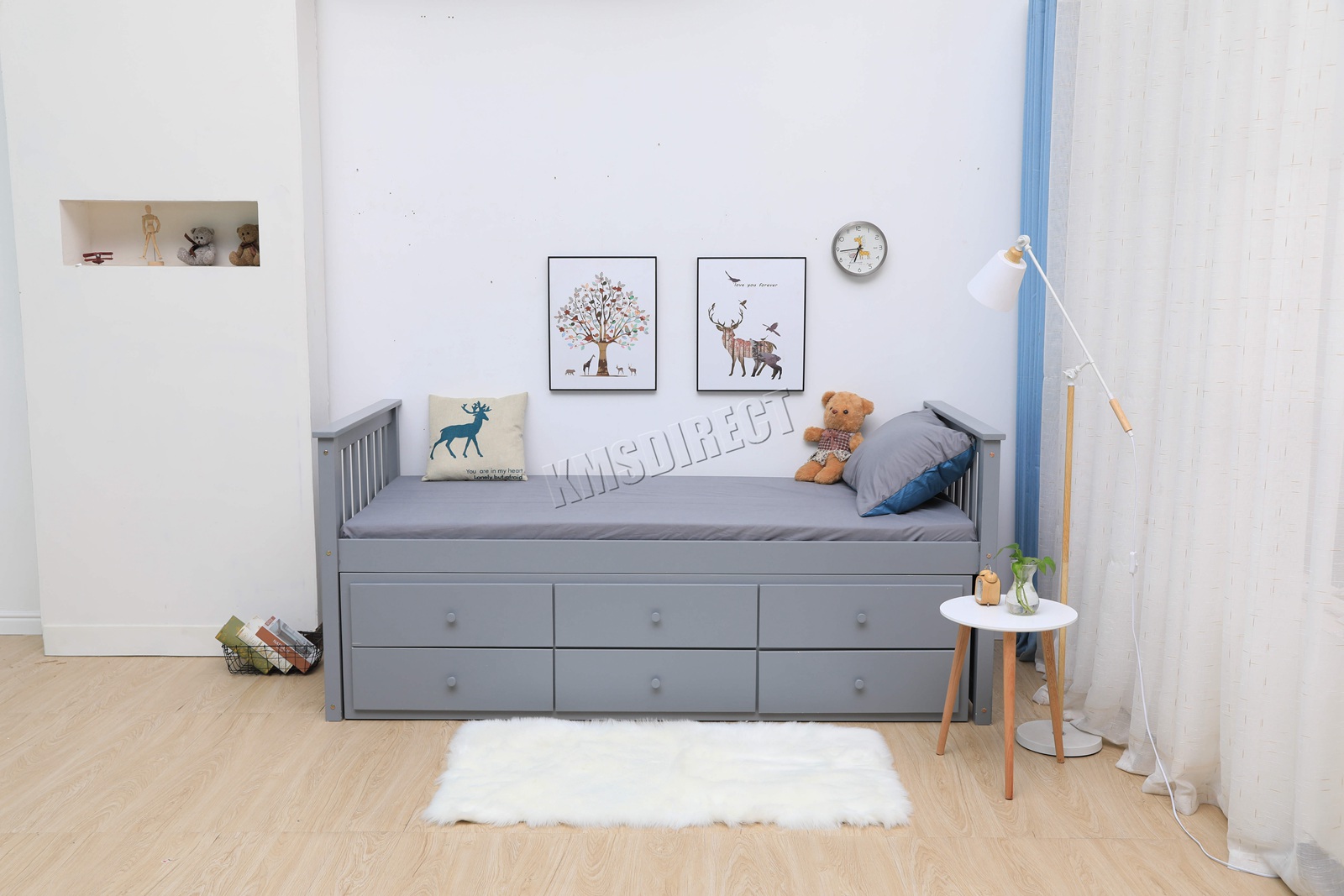 WestWood 3ft Single Day Bed Solid Wood Frame 3 Drawers Trundle No ...