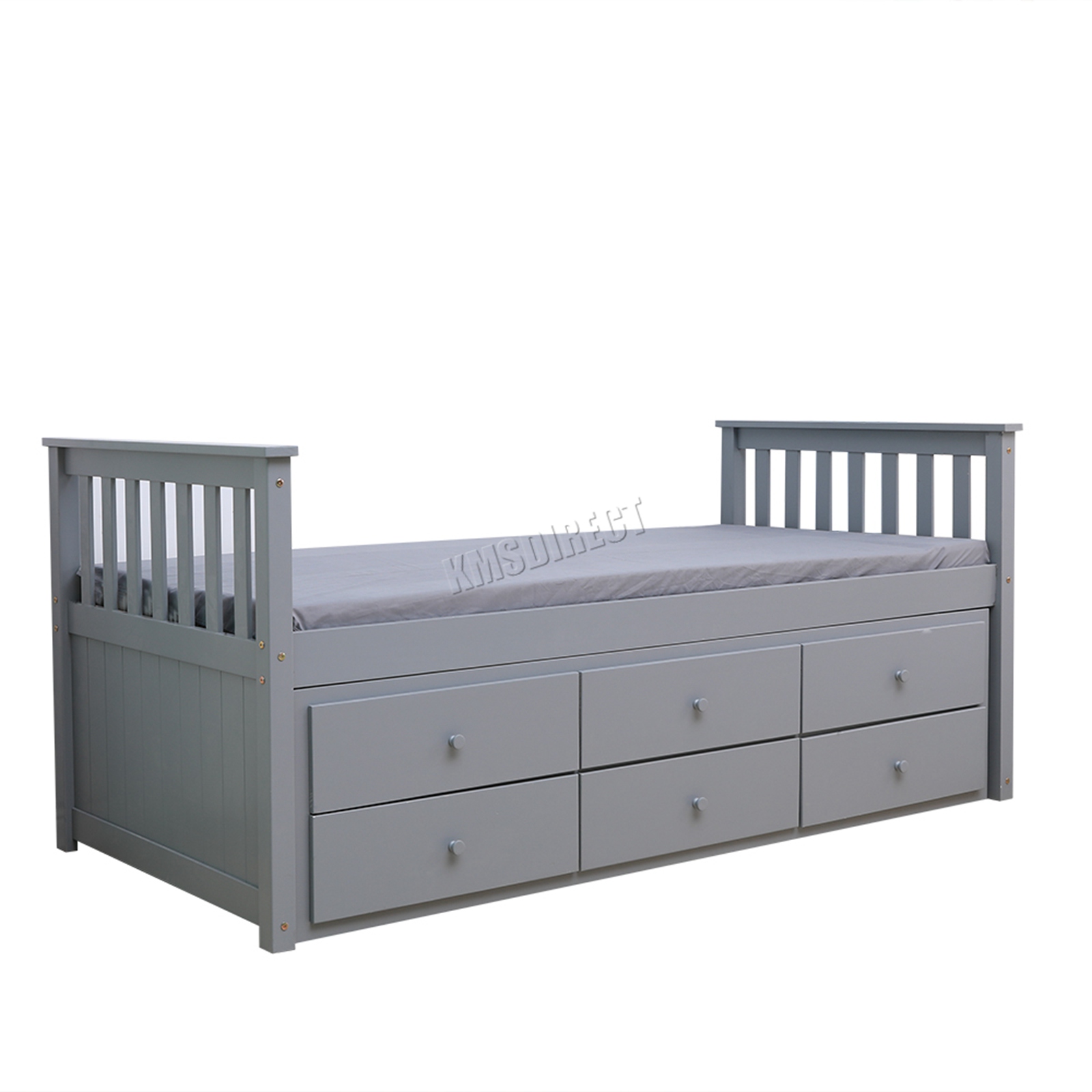 WestWood 3ft Single Day Bed Solid Wood Frame 3 Drawers Trundle No ...