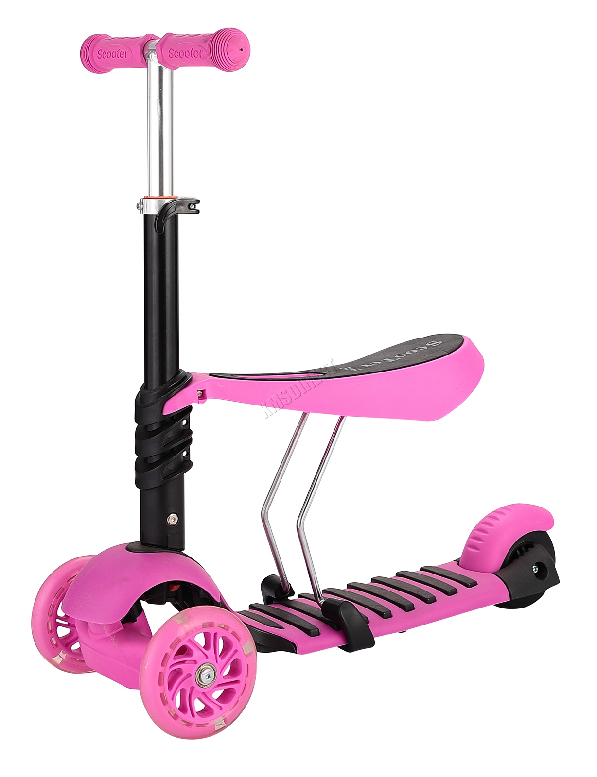 5 in1 Kids Toddlers Outdoor Push Scooter 3 Wheels Kick Adjustable Ride ...