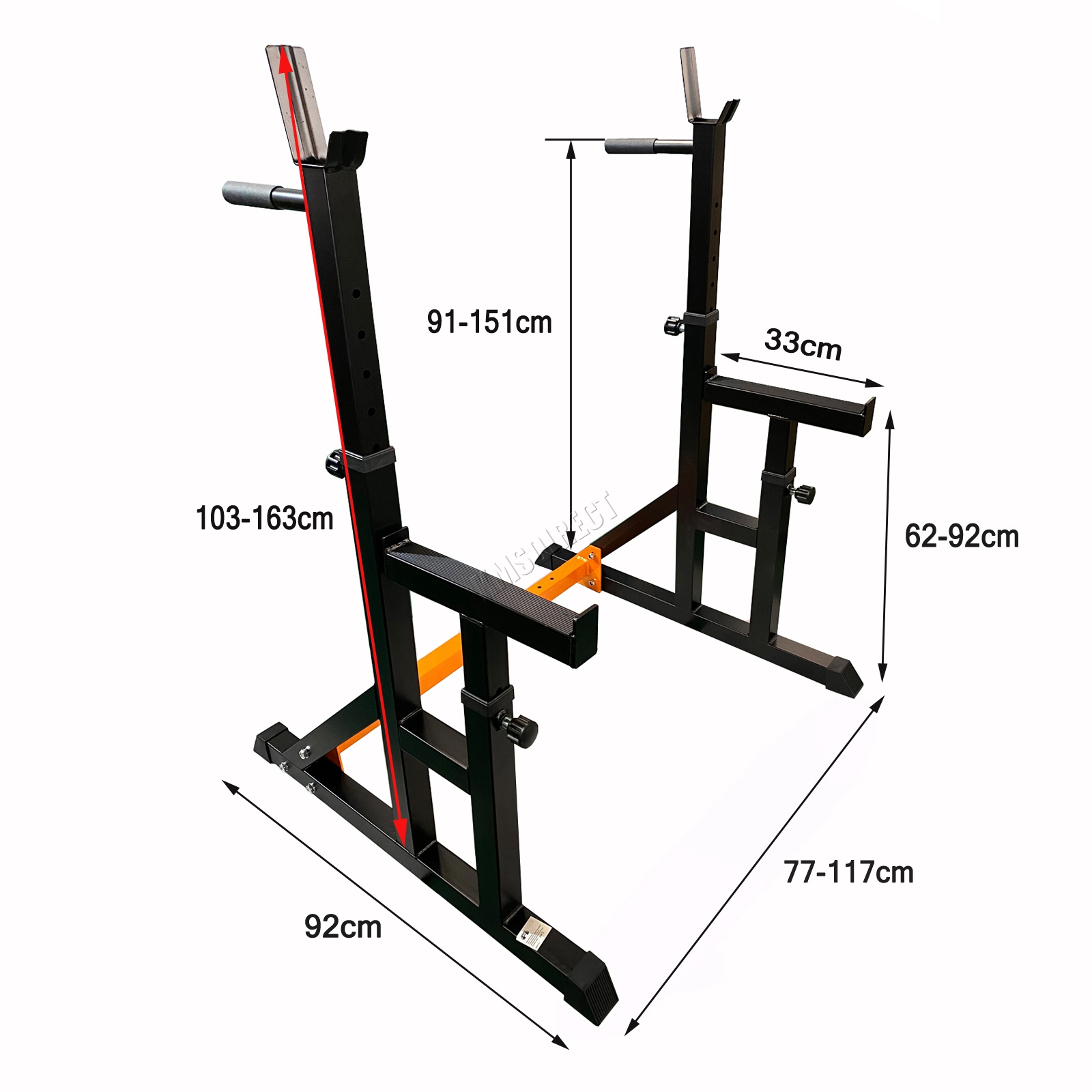 FIT4YOU Adjustable Fitness Squat Rack Stand with Spotter Dip Bars Home ...