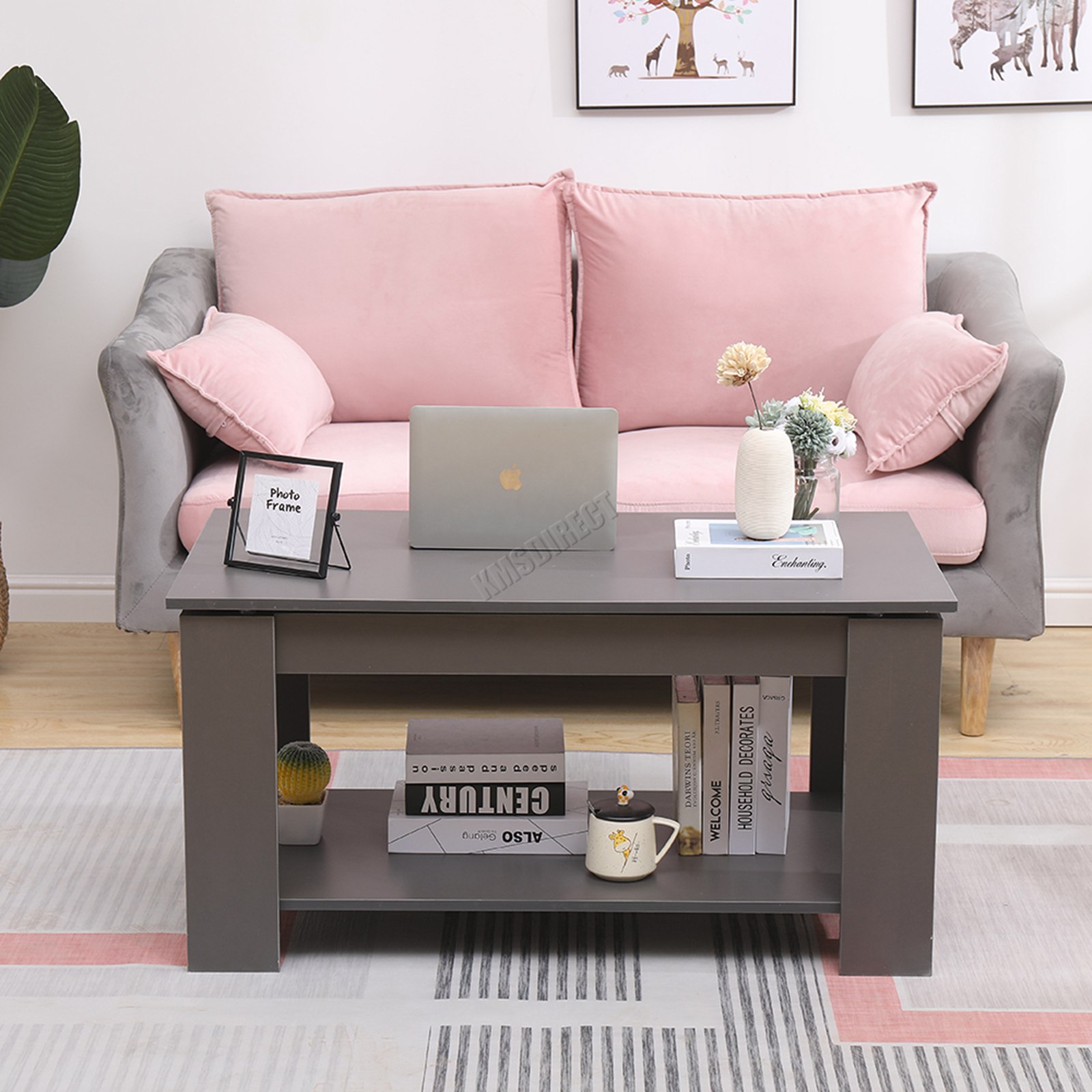 WestWood Coffee Table Lift Up Top Desk Hidden Storage & Shelf Living ...