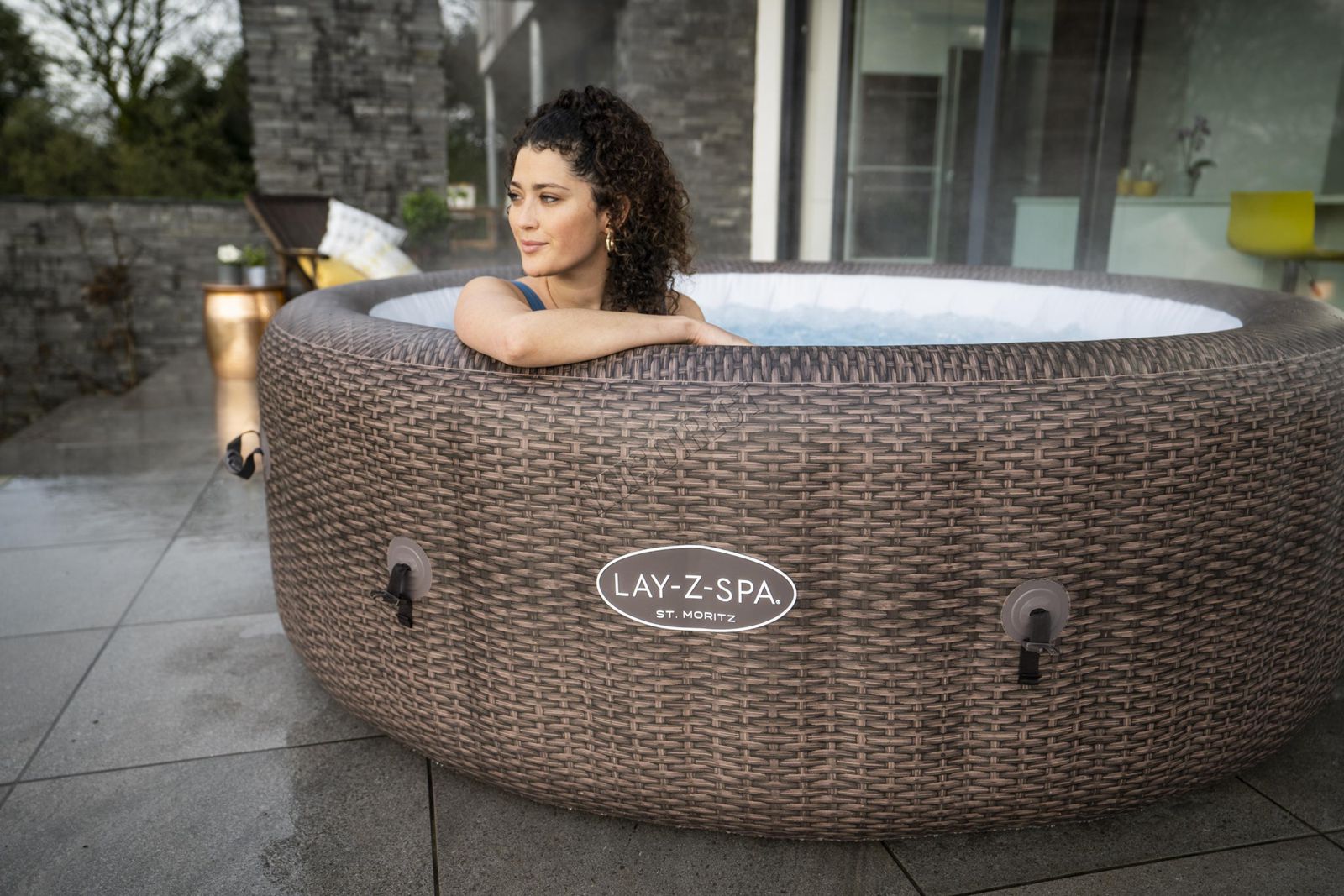 BestWay Lazy Spa Lay-Z-Spa Rattan Effect St.Moritz AirJet Inflatable ...
