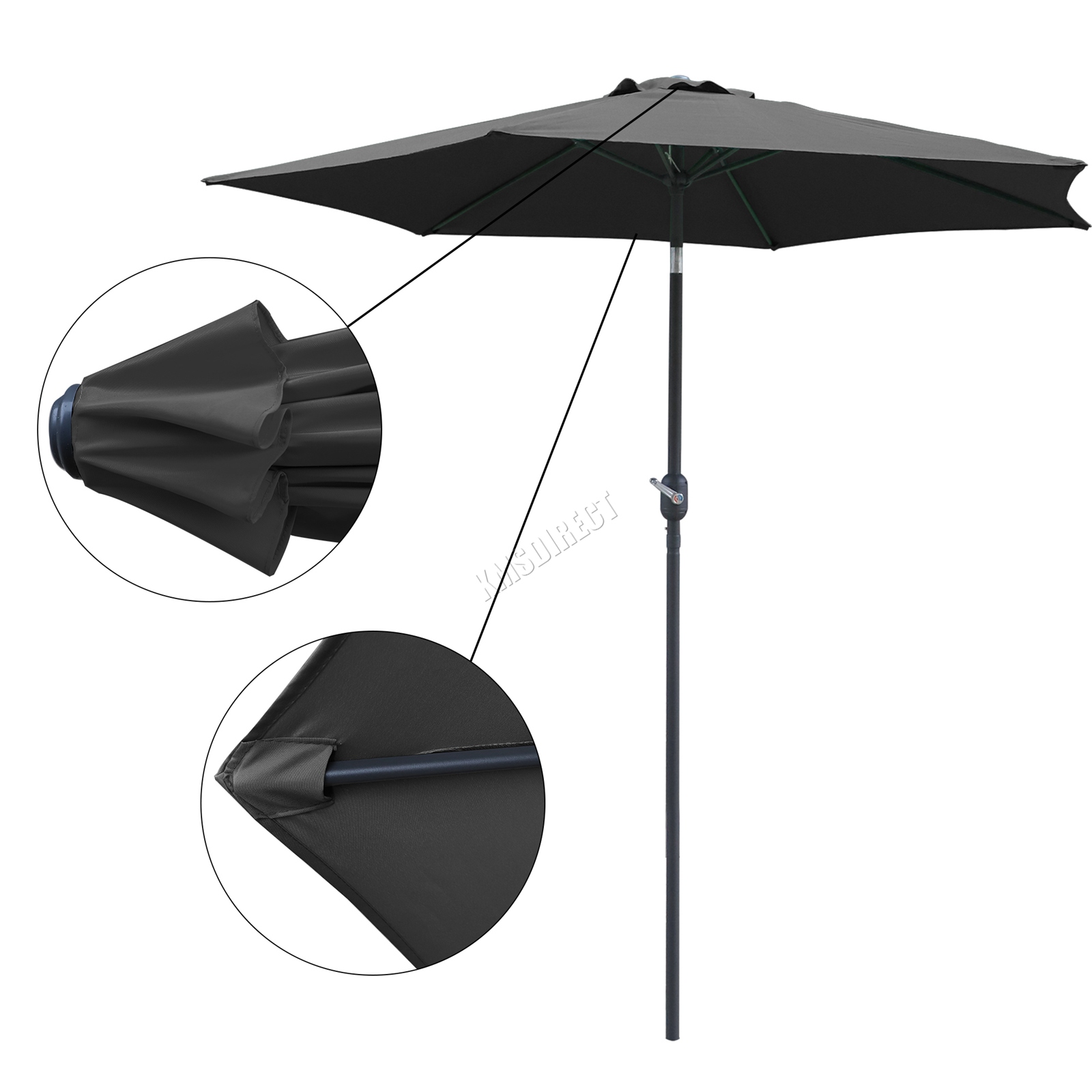 2.5M/2.7M/3M Garden Parasol Outdoor Umbrella Tilt Crank Canopy Sun ...
