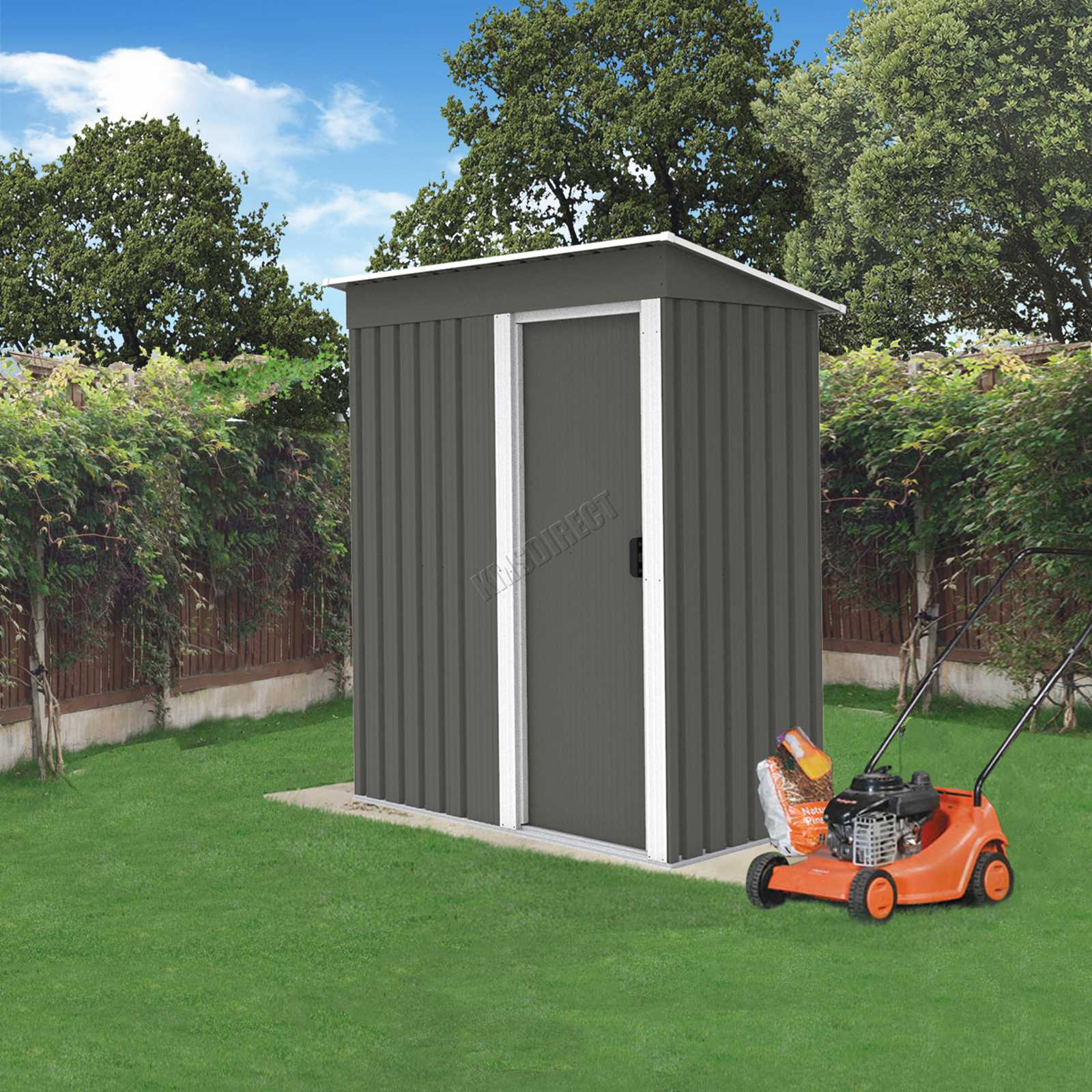 BIRCHTREE New Garden Shed Metal Pent Roof Outdoor Storage With Free ...