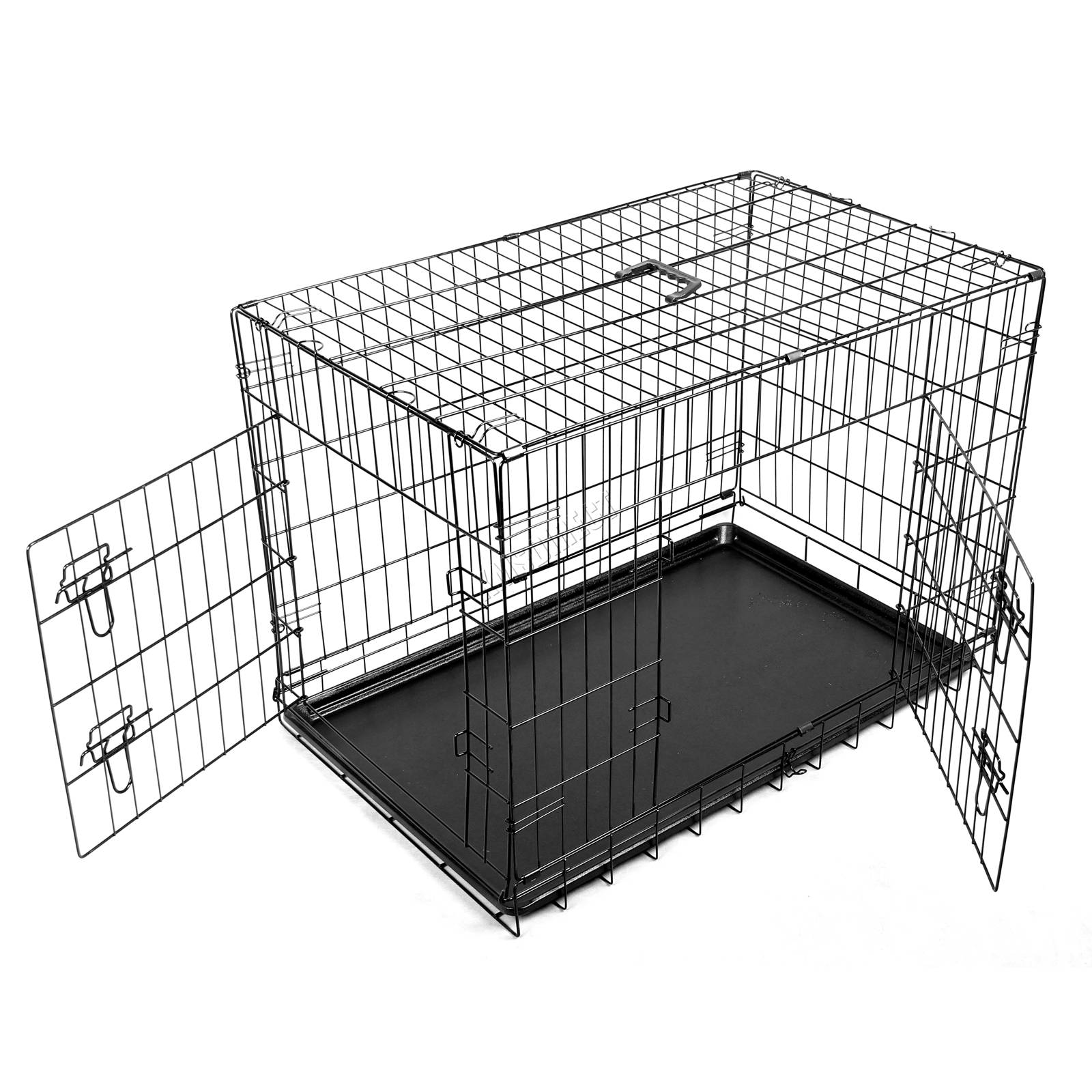 FOXHUNTER Pet Cage Folding Lockable Door Tray Training Puppy Crate Dog ...