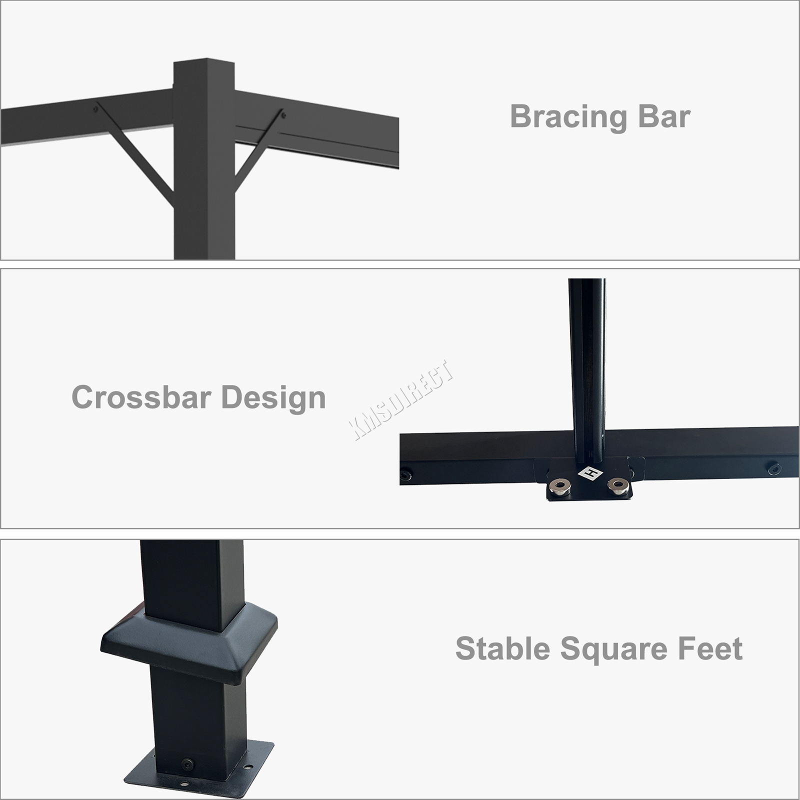 BIRCHTREE Steel Frame Pergola Garden Shade Retractable PE Canopy ...