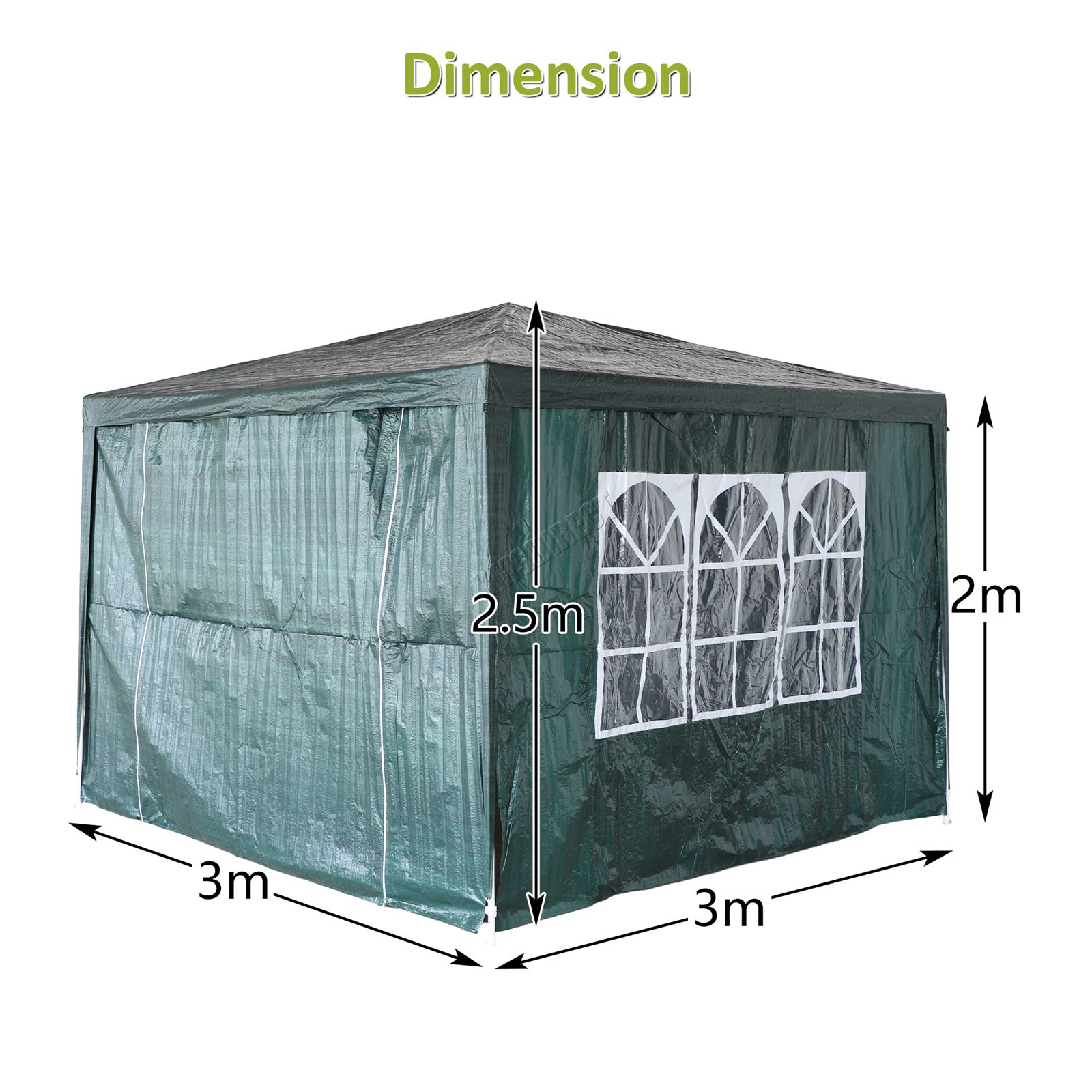 BIRCHTREE Gazebo PE 3x3m Garden Party Wedding Camping Tent With 4 Walls ...