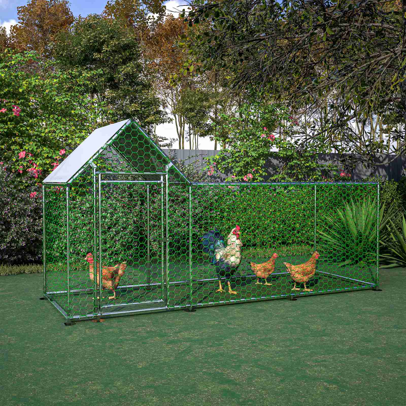 FoxHunter Chicken Run Cage Walk In Coop Poultry Hen Rabbit Kennel Hutch ...