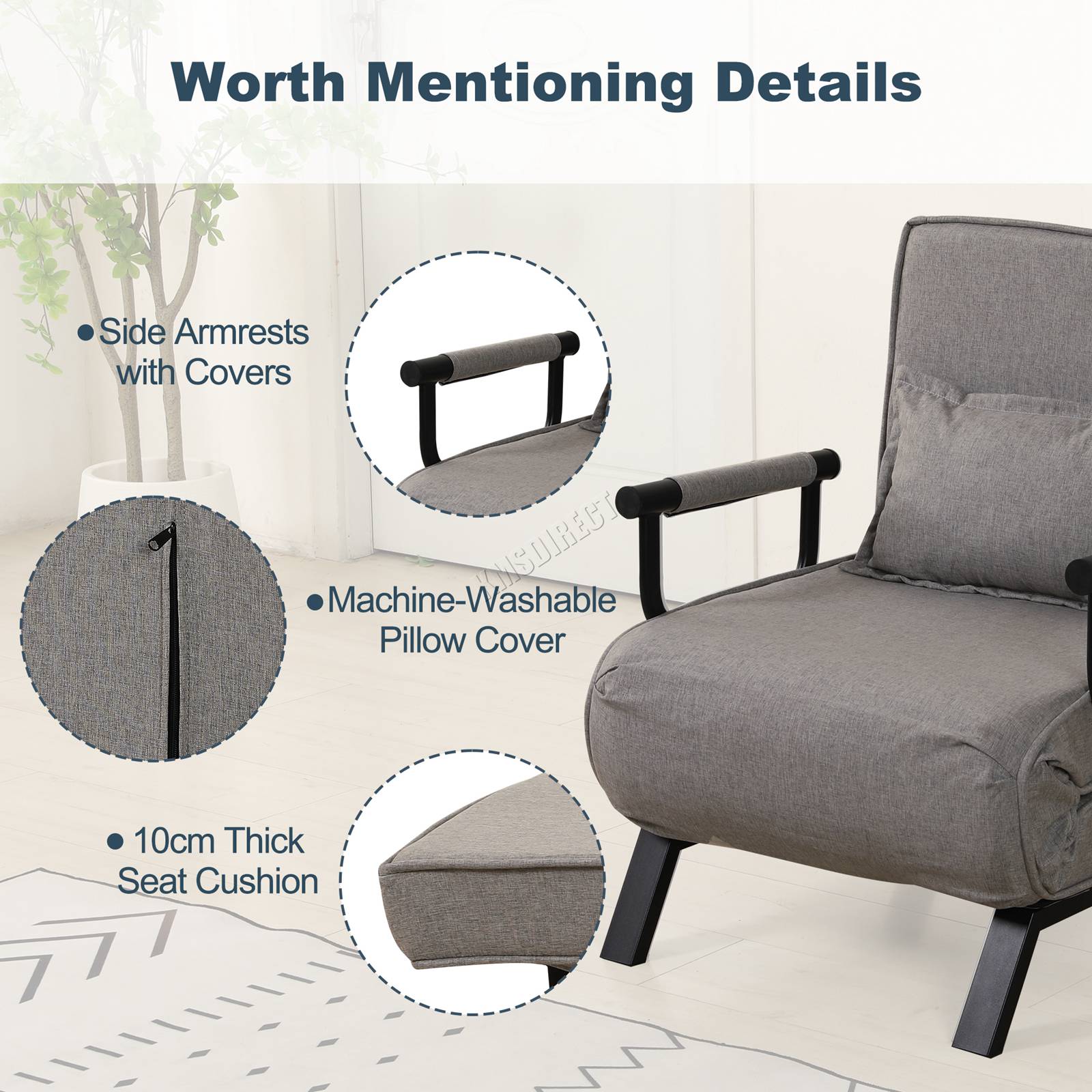 WestWood Sofa Bed 4-in-1 Convert Folding Floor Chair Recliner Sleeper ...