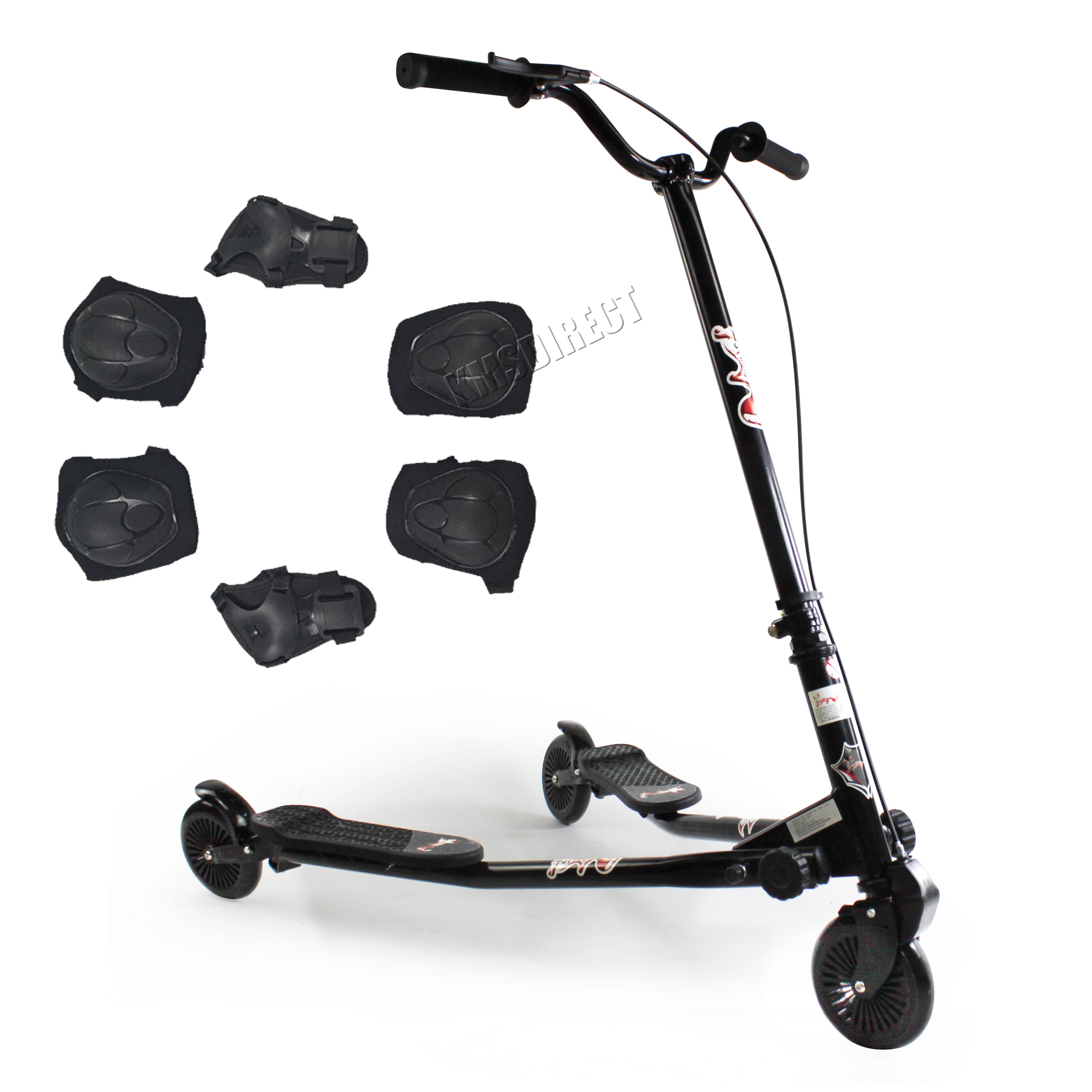 Black 3 Wheel Swing Tri Motion Slider Winged Push Scooter For Kids ...