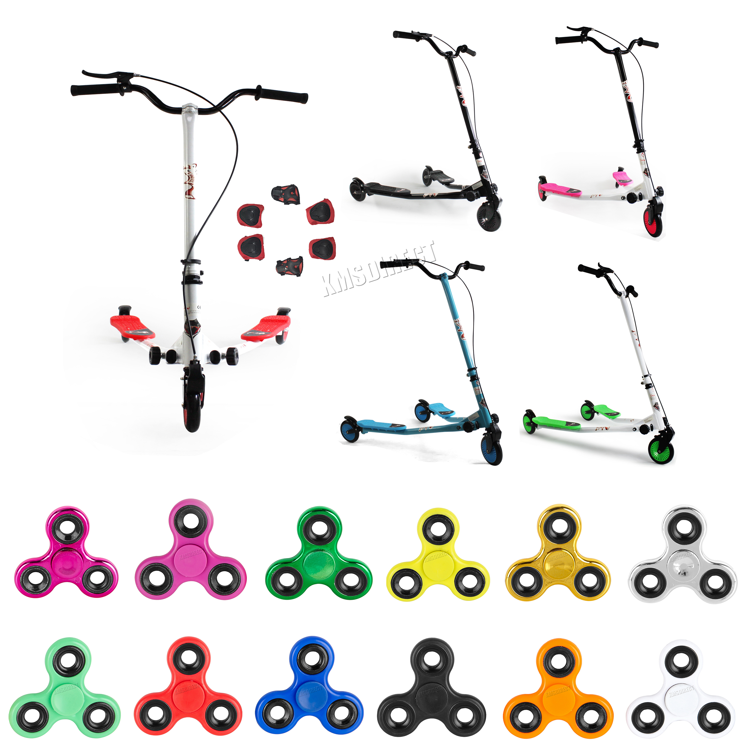 FoxHunter Kids 3 Wheel Swing Tri Slider Motion Winged Push Scooter ...