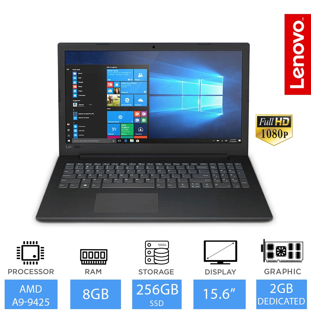 Lenovo V145 15.6" Gaming Laptop AMD A9-9425, 8GB, 256GB SSD, Radeon 2GB ...