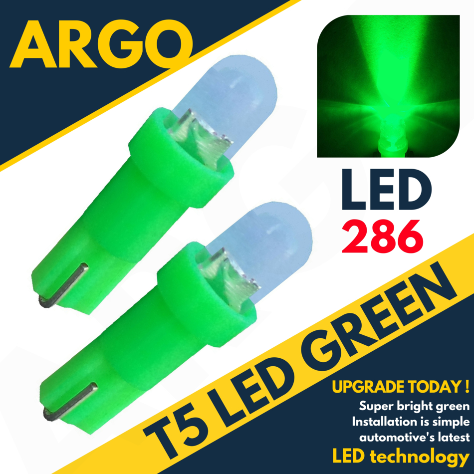 Super Bright T5 286 Led Xenon Green Dashboard Bulbs Speedo Wedge Bulb ...
