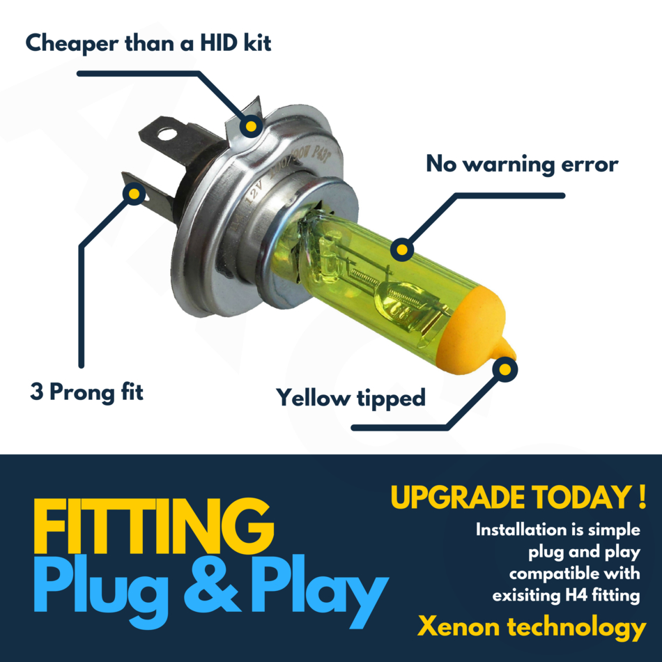 H4 Xenon Yellow Halogen 100w 472 P43t Headlight 501 Led Side Light Car ...