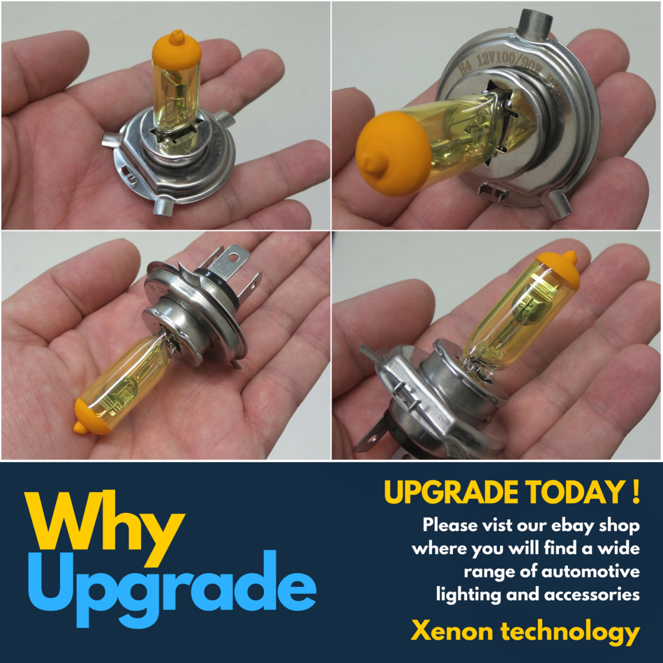 H4 Amber Xenon Yellow Headlight Bulbs 12v 100w P43t Halogen 472 Super ...