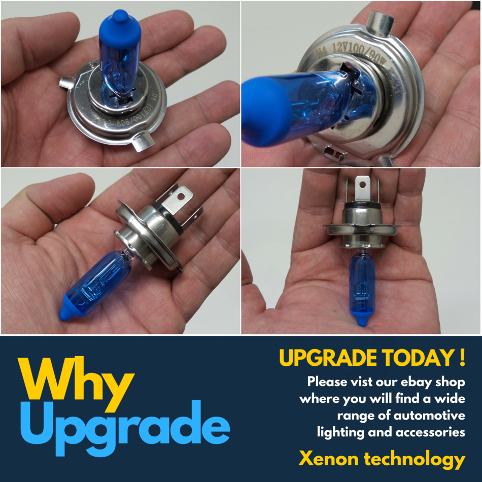 4x H4 100w Xenon White Super 472 Light Blue Headlight Bulbs P43t Globes ...